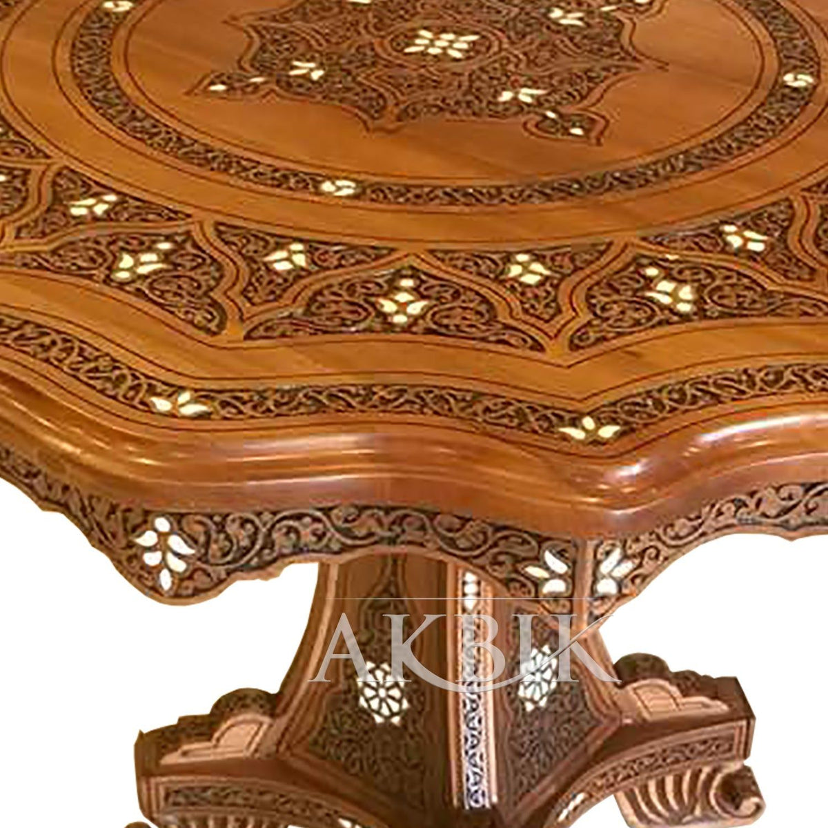 Amulet – Hand-Crafted Dining Table with Mother of Pearl Carved Details ...