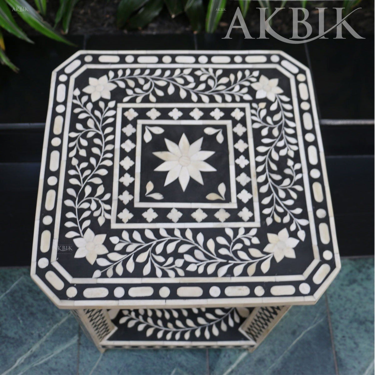 Northern Star Style - Bone Inlay Side Table – Akbik Furniture & Design